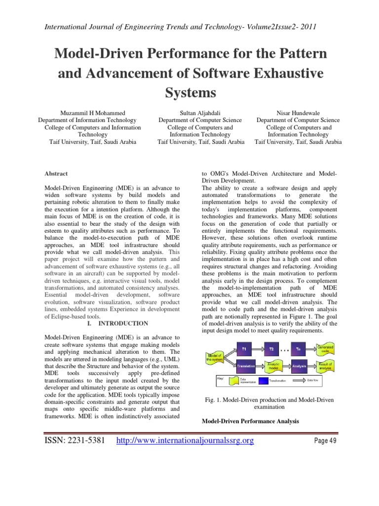 Model-Driven Performance For The Pattern and Advancement of Software Exhaustive Systems | PDF ...