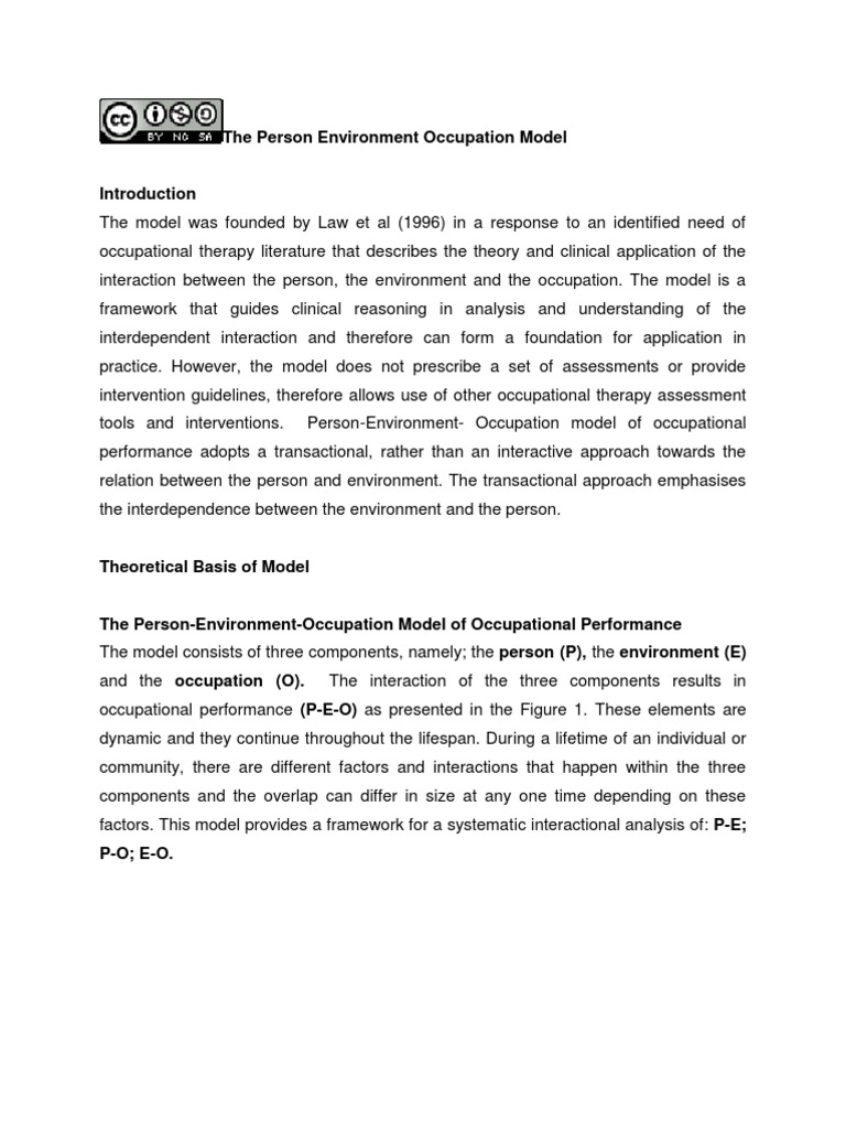 The+Person Environment Occupational+Model | Occupational Therapy ...