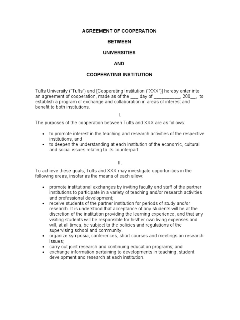 University Cooperation Agreement | PDF | Graduate School | University