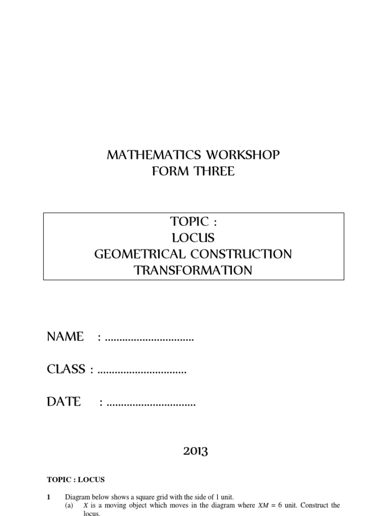 Locus, Geometrical Construction and Transformation | PDF | Triangle ...