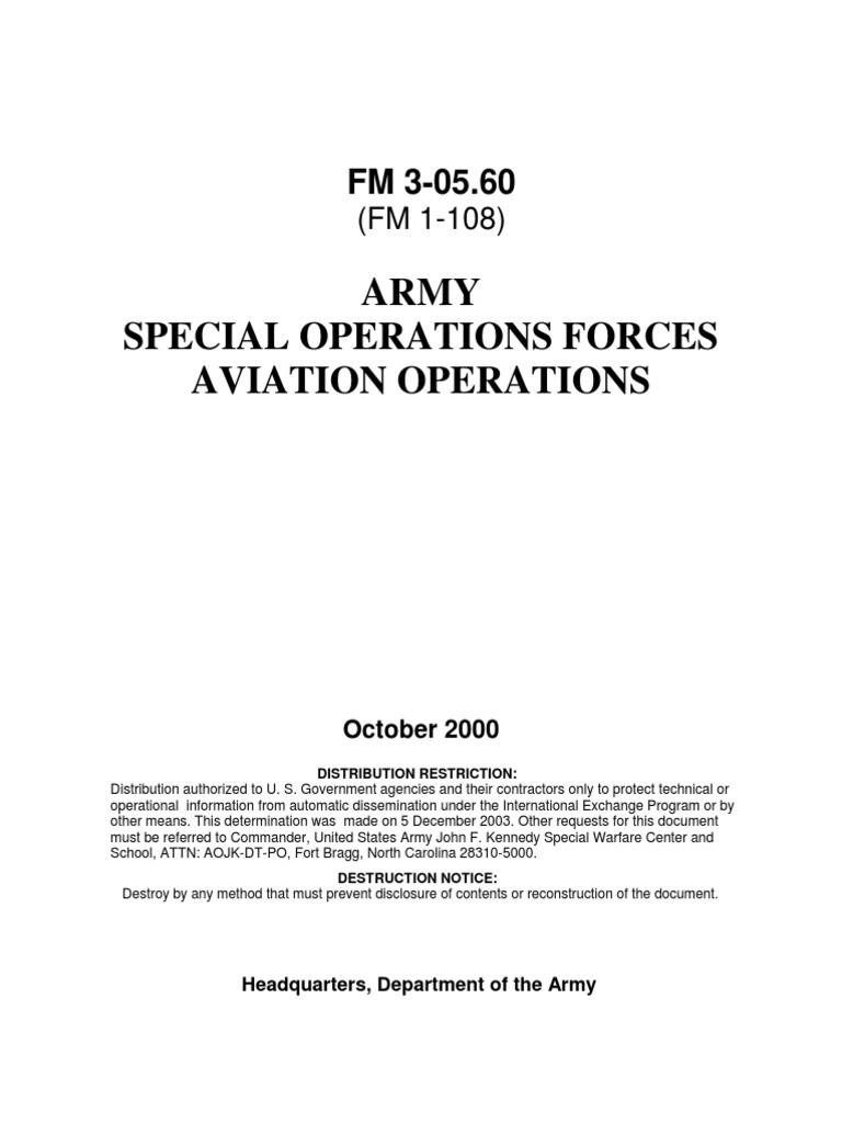 FM 3-05.60 Army Special Operations Forces Aviation Operations | PDF