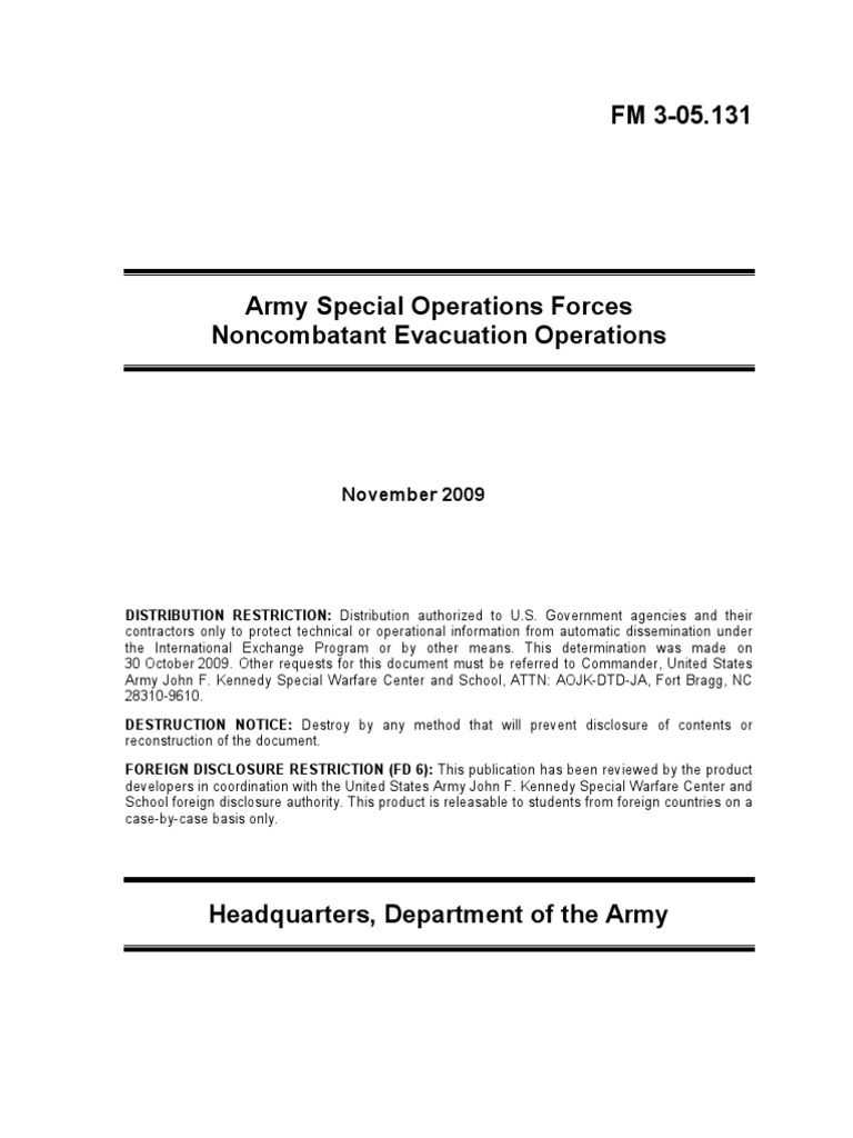 FM 3-05.131 Army Special Operations Forces Noncombatant Evacuation ...