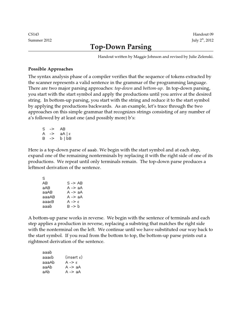 090 Top-Down Parsing | PDF 090 Top-Down Parsing | PDF
