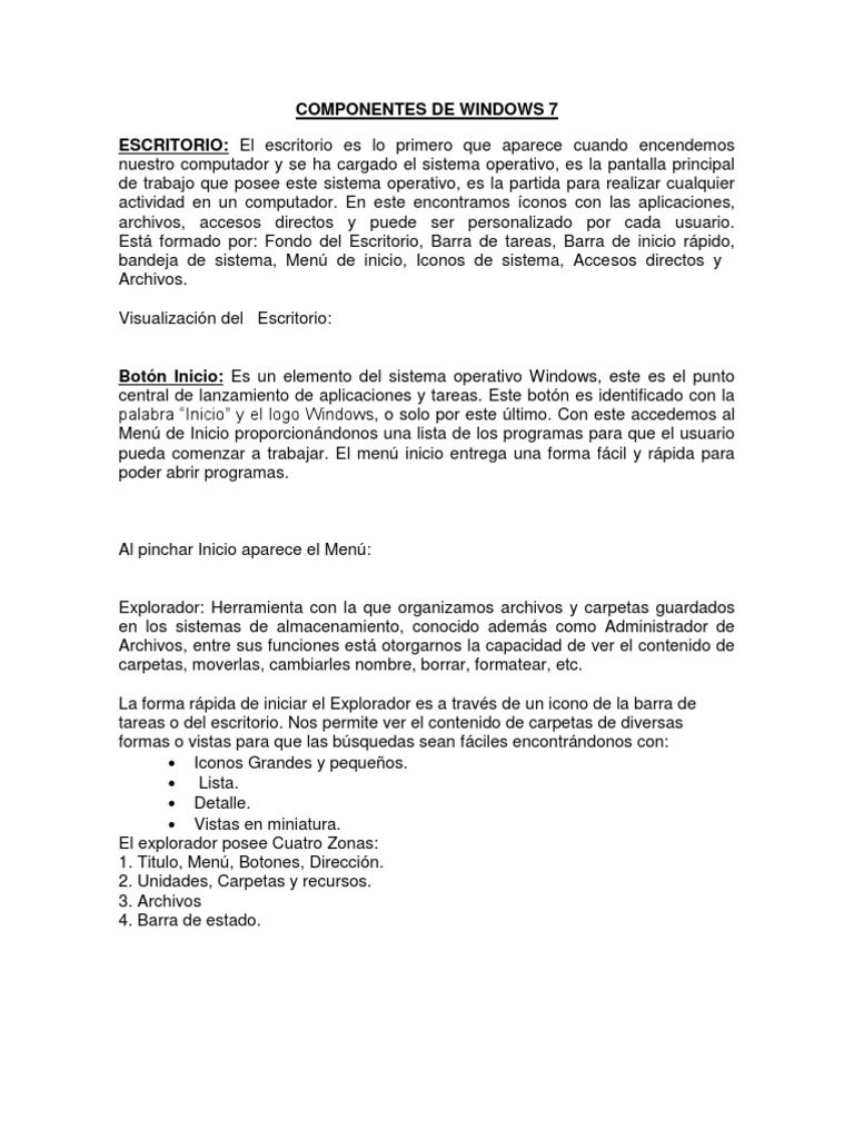 Componentes de Windows 7 | PDF | Interfaces gráficas de usuario ...