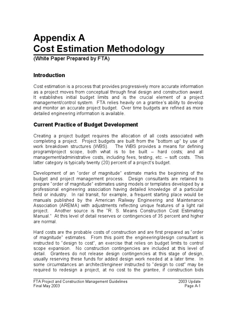 Cost Estimation Methodology Overview | PDF | Project Management ...