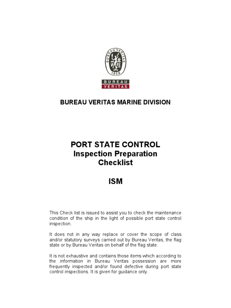 Port State Control Inspection Checklist | PDF