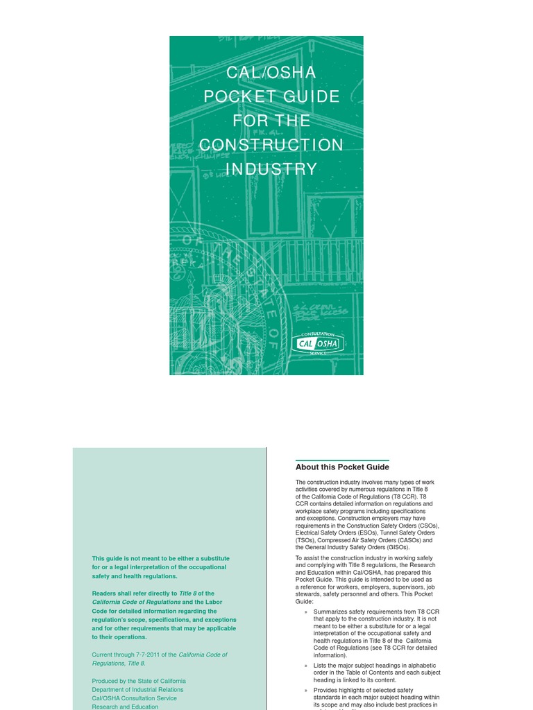 CAL/OSHA POCKET GUIDE FOR CONSTRUCTION SAFETY | PDF | Occupational ...