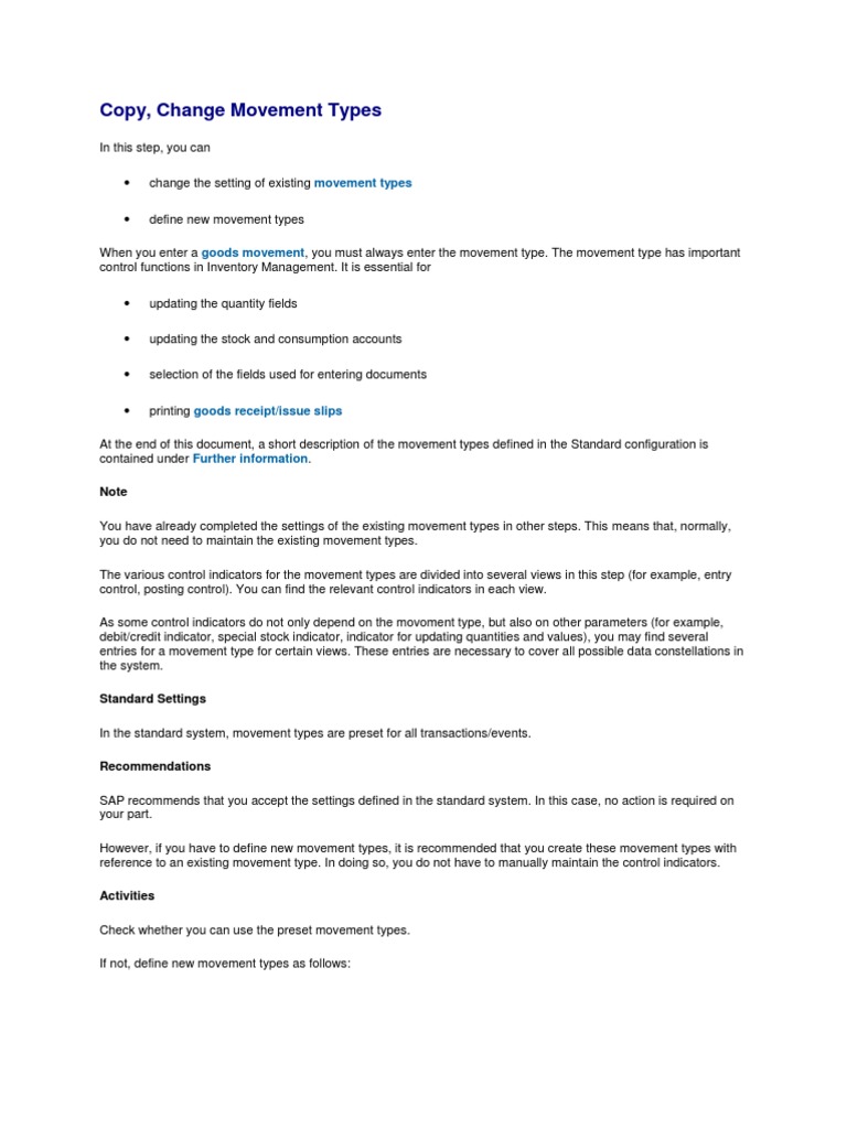 Movement Types COmplete Sap MM | PDF