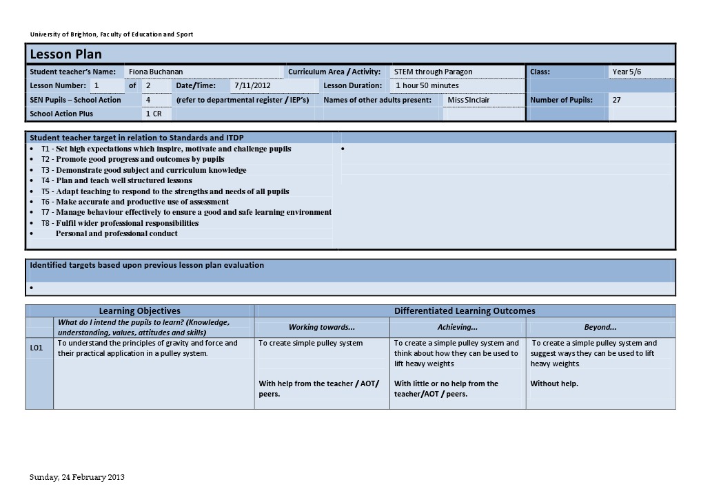 Year 5/6 STEM Lesson Plan | PDF | Force | Educational Assessment