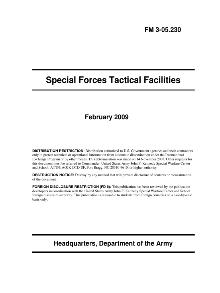 FM 3-05.230 Special Forces Tactical Facilities PDF | PDF | Special ...
