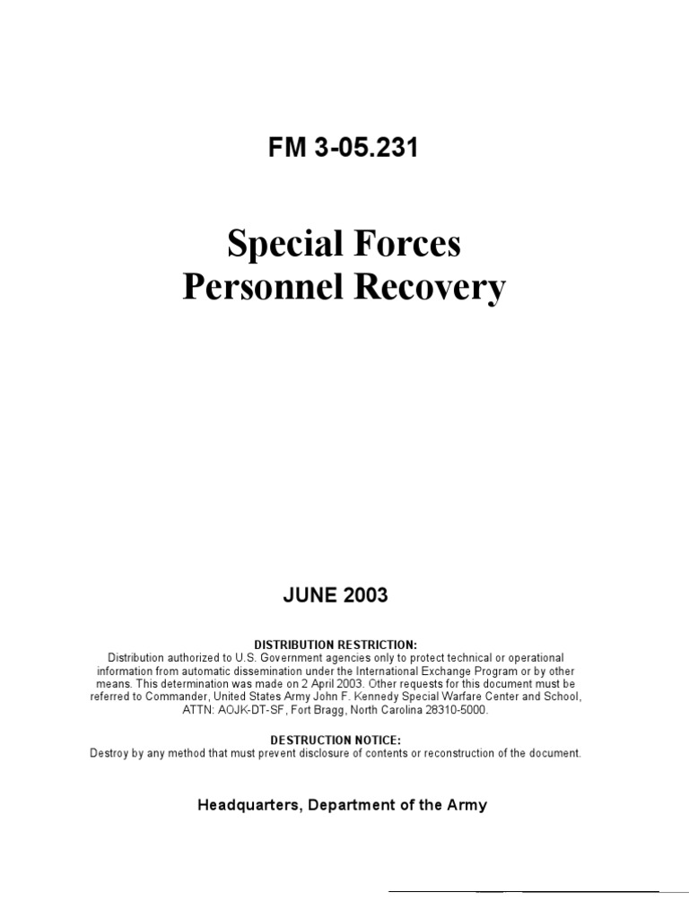 FM 3-05.231 Special Forces Personnel Recovery PDF | PDF