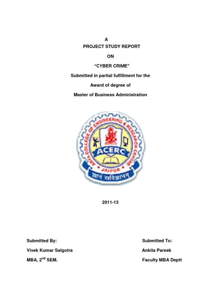 A Project Report On Cyber Crime | PDF | Malware | Cybercrime