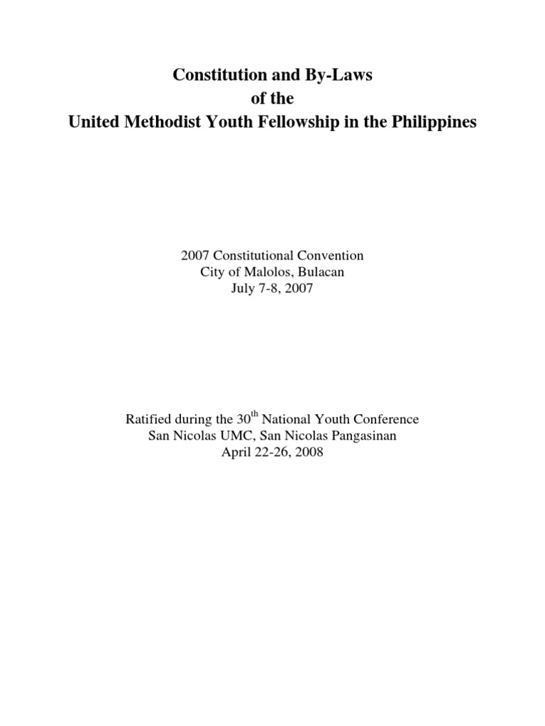 The UMYFP Constitution and By-Laws 2008 | PDF | United Methodist Church ...