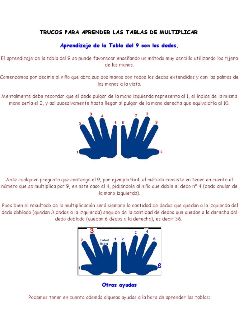 Trucos Aprender Tablas Multiplicar | PDF