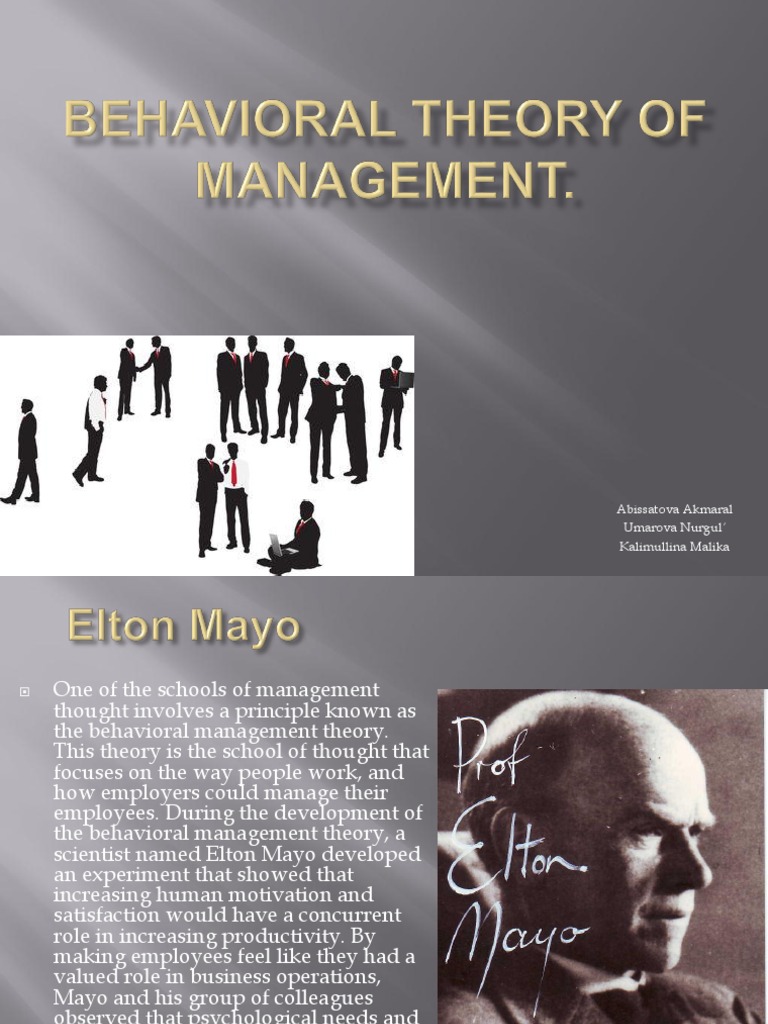 Behavioral Management Theory Overview | PDF | Motivation | Motivational