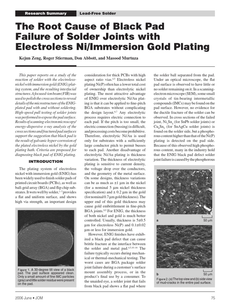 Black Pad Defect in ENIG Plating | PDF | Solder | Corrosion