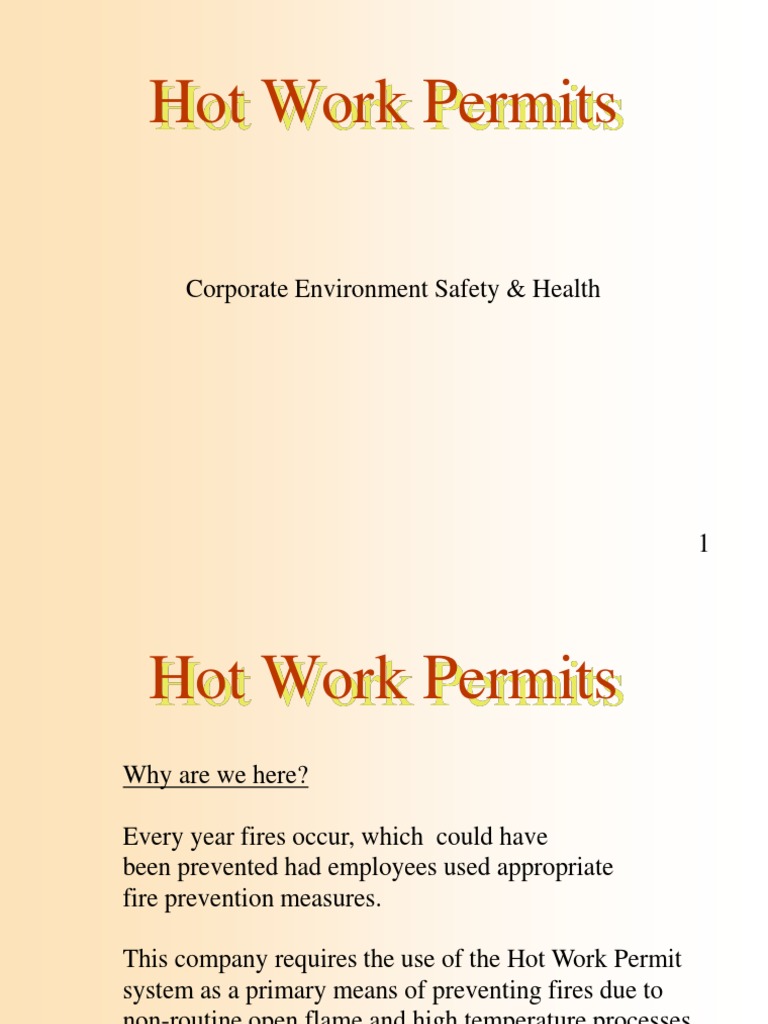 Hot Work Permits: Corporate Environment Safety & Health | PDF | Welding ...
