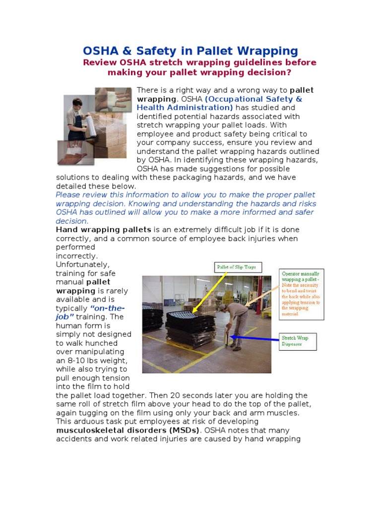 OSHA & Safety in Pallet Wrapping | PDF | Occupational Safety And Health ...