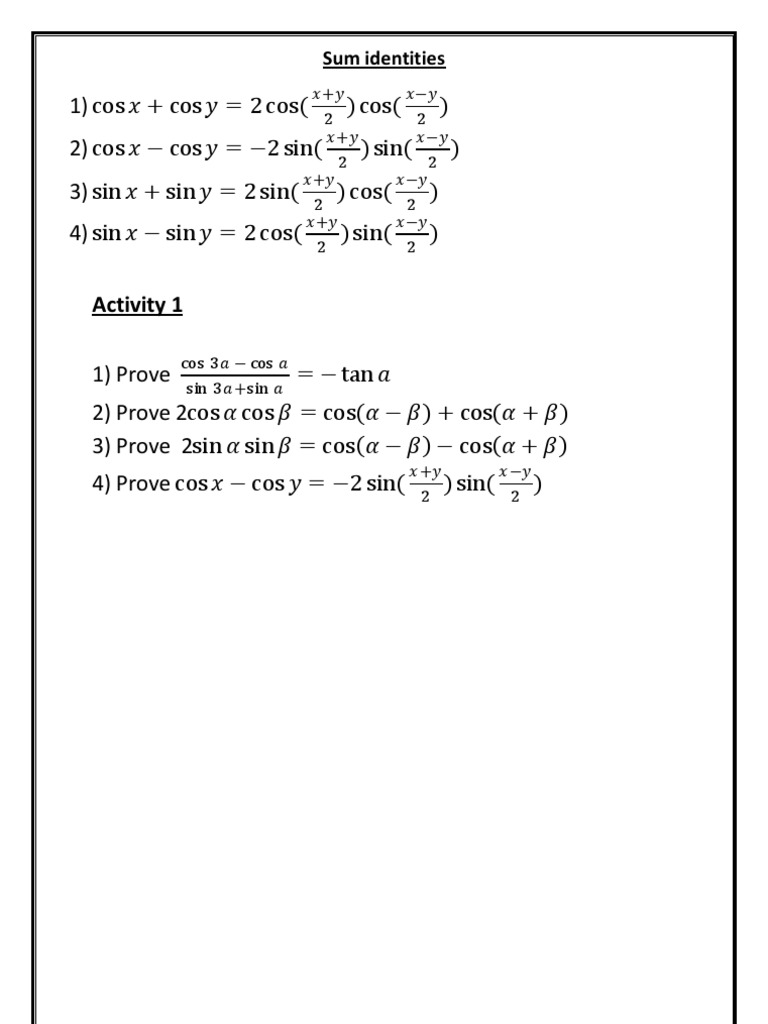 Trigonometric Sum Identities and Proofs | PDF
