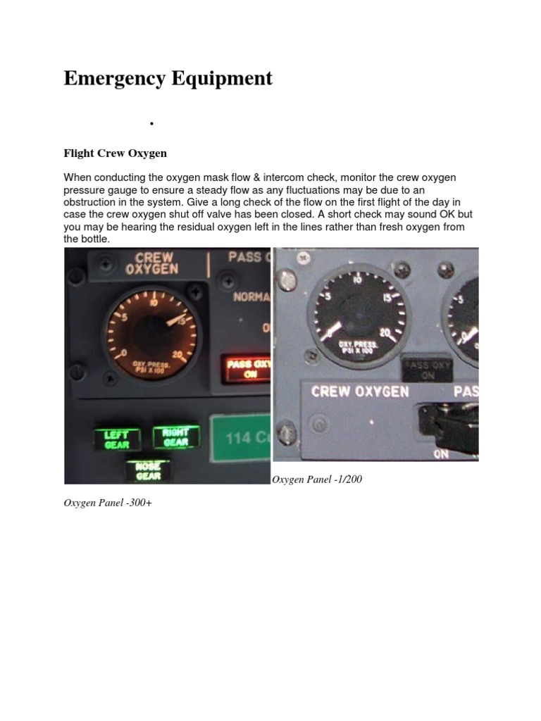 Emergency Equipment | Oxygen | Cockpit