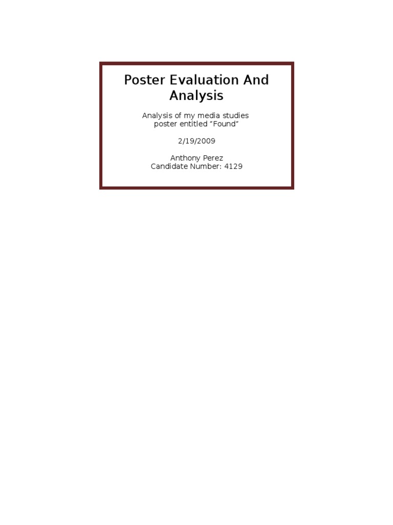 Poster Evaluation and Analysis | PDF | Action Films | Advertising