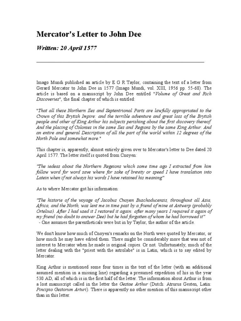Mercator's 1577 Letter on Cnoyen's Insights | PDF
