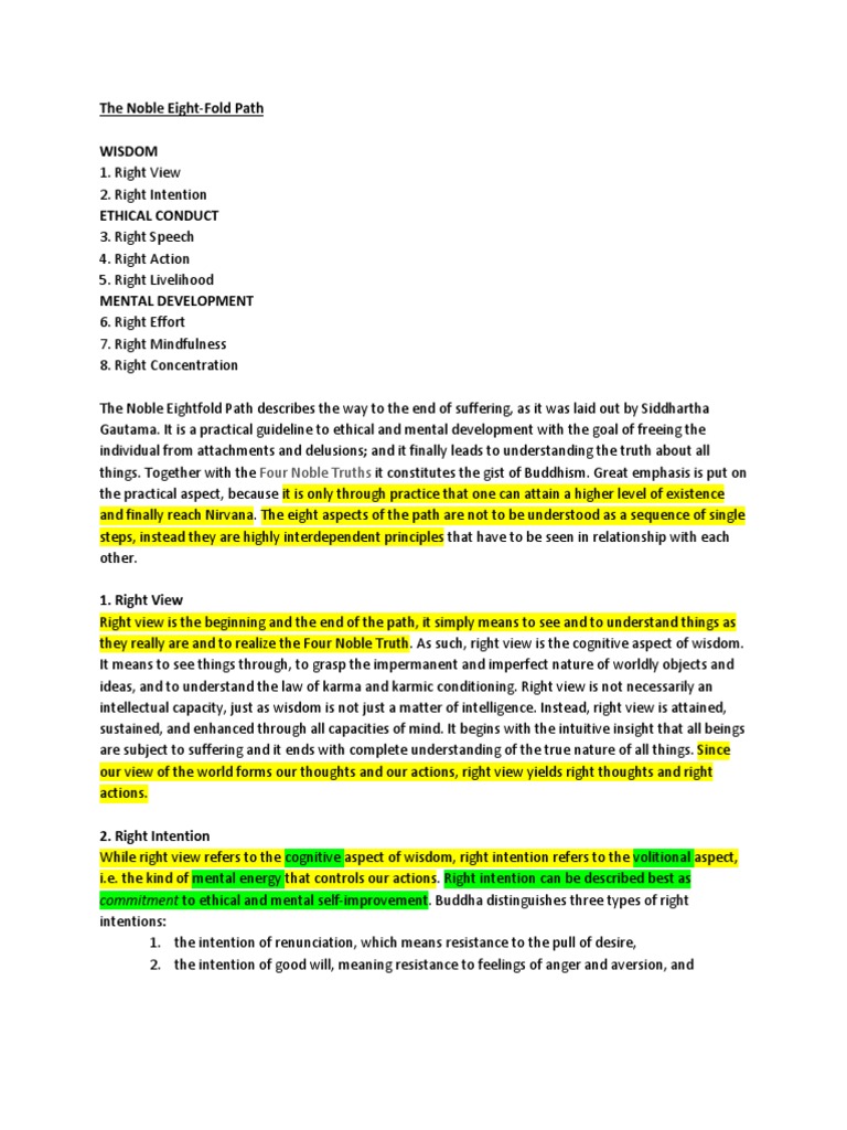 The Noble Eightfold Path | PDF | Noble Eightfold Path | Mindfulness