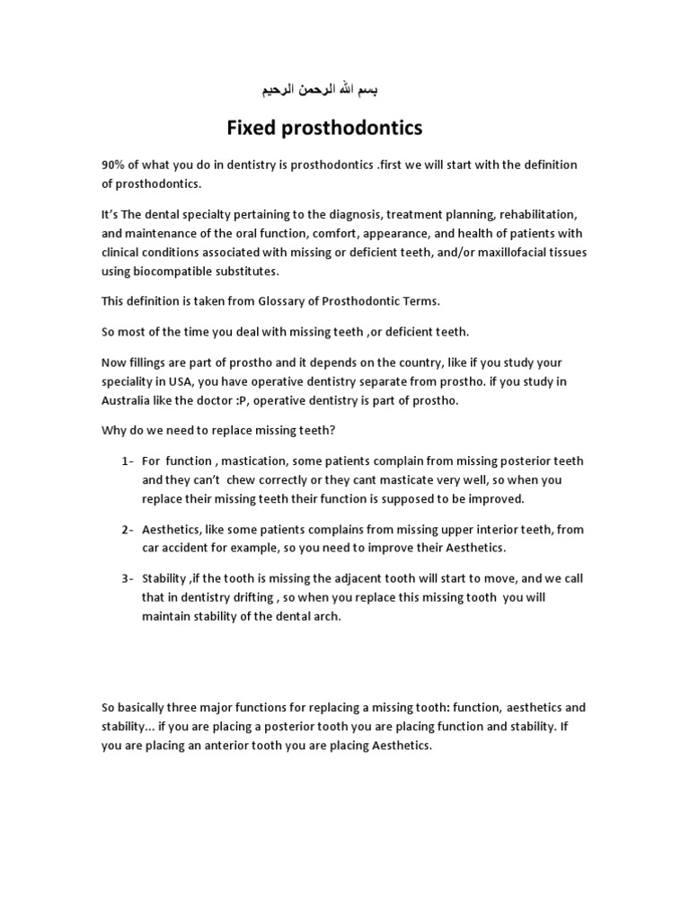 Fixed Prosthodontics | PDF | Prosthodontics | Dentistry Branches