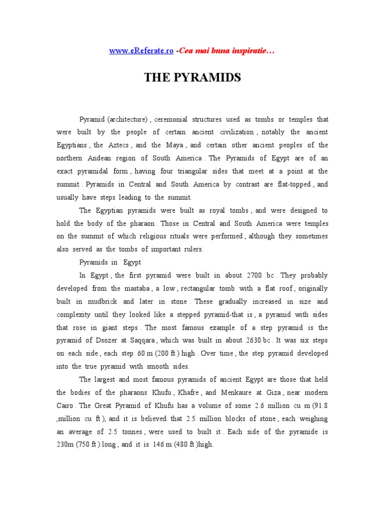 The Pyramids | PDF | Egyptian Pyramids | Pyramid
