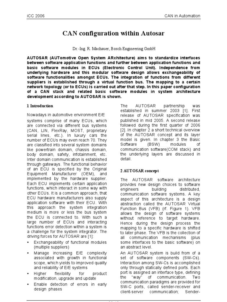 CAN Configuration Within Autosar | PDF | Router (Computing) | Routing