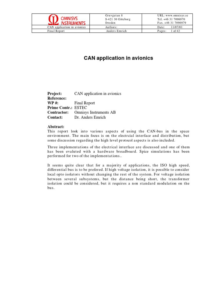 CAN Application in Avionics | PDF | Network Topology | Cmos