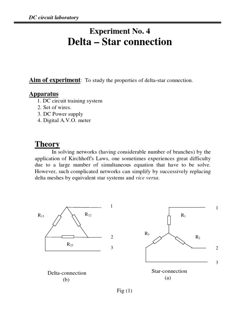 Delta-Star Connection Experiment Guide | PDF | Electrical Network ...