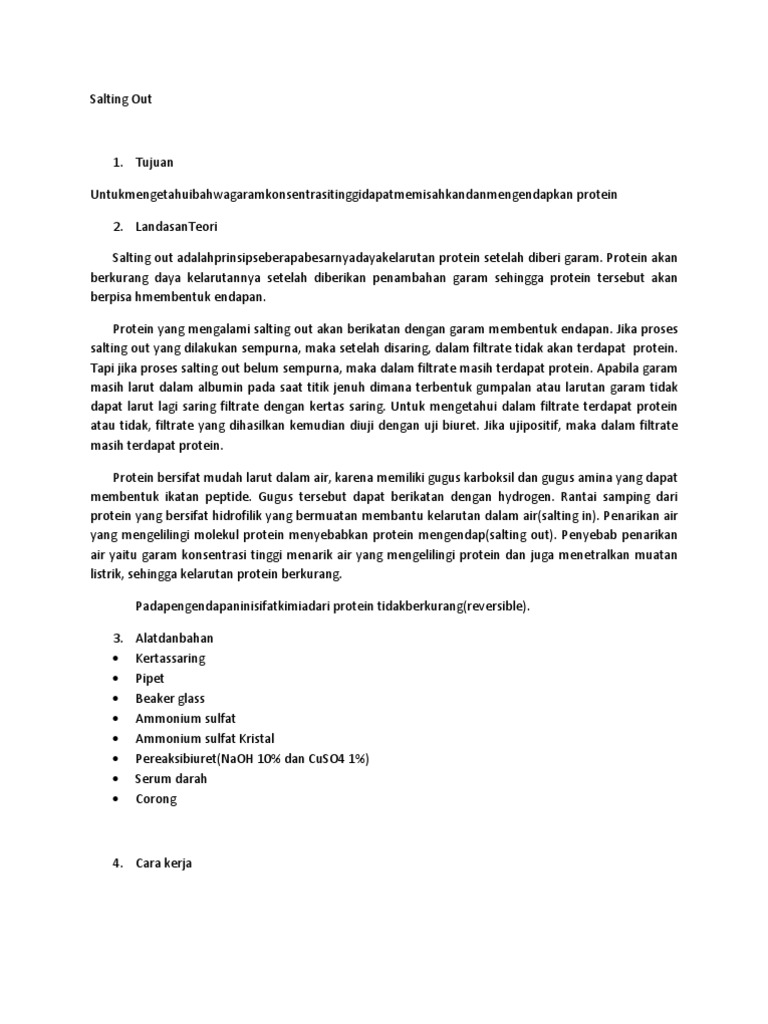 Proses Salting Out pada Protein | PDF | Memasak, Makanan, & Anggur ...