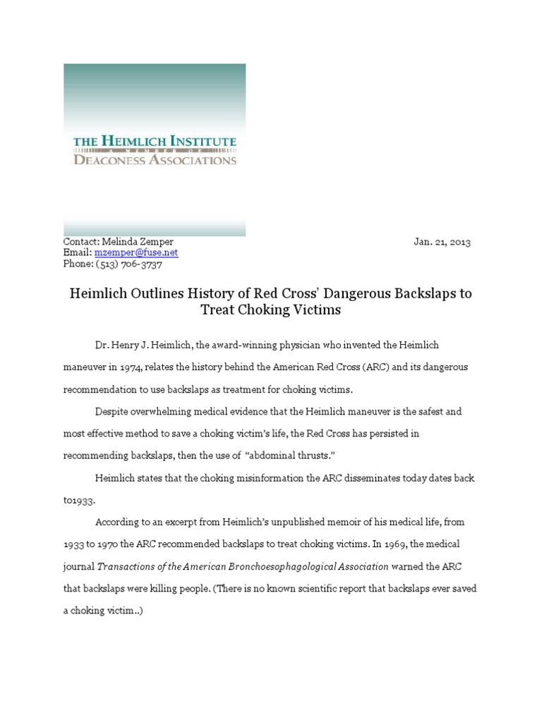 1/21/13: "Heimlich Outlines History of Red Cross' Dangerous Backslaps ...