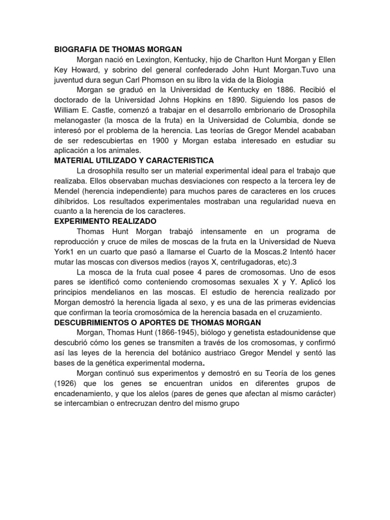 Biografía y aportes de Thomas Morgan | PDF | Química Orgánica | Química