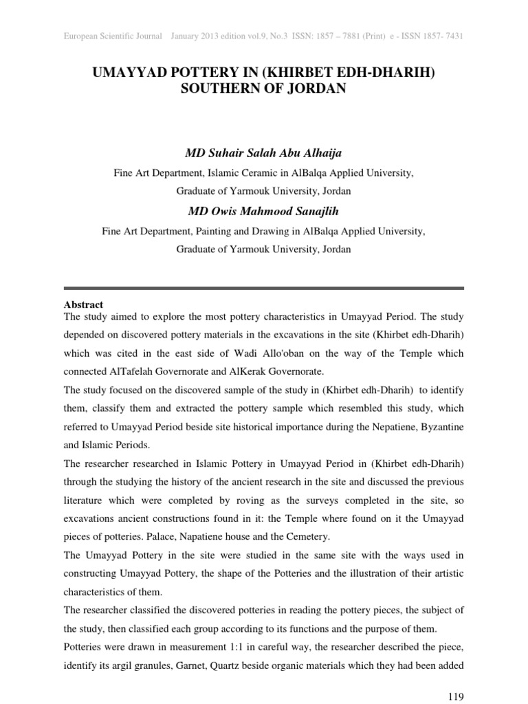 European Scientific Journal Vol. 9 No.1 | PDF | Pottery | Ornament (Art)