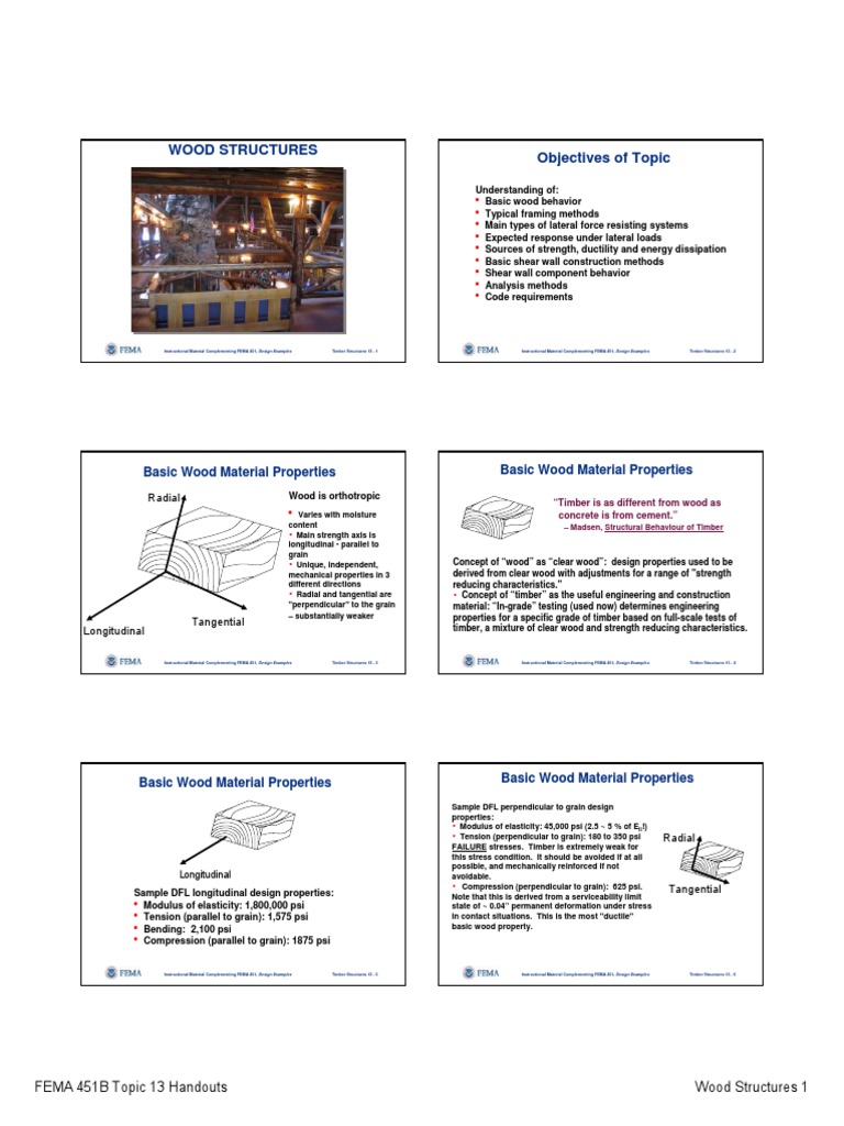 Wood Structures Objectives of Topic: Basic Wood Material Properties ...