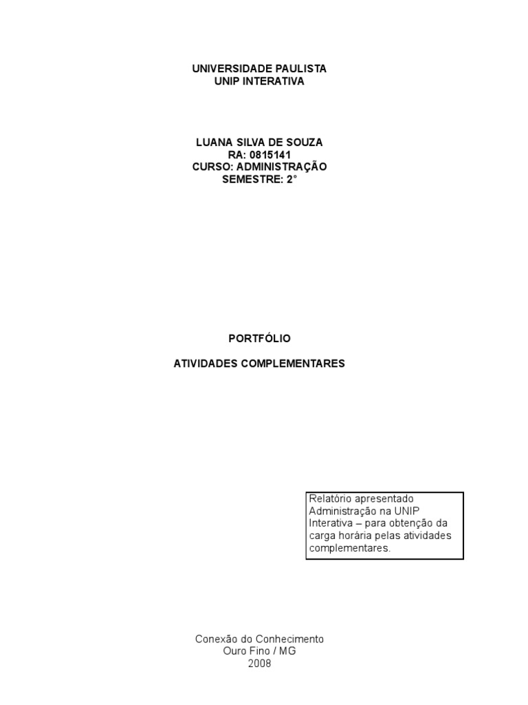 Capa de Trabalho Unip