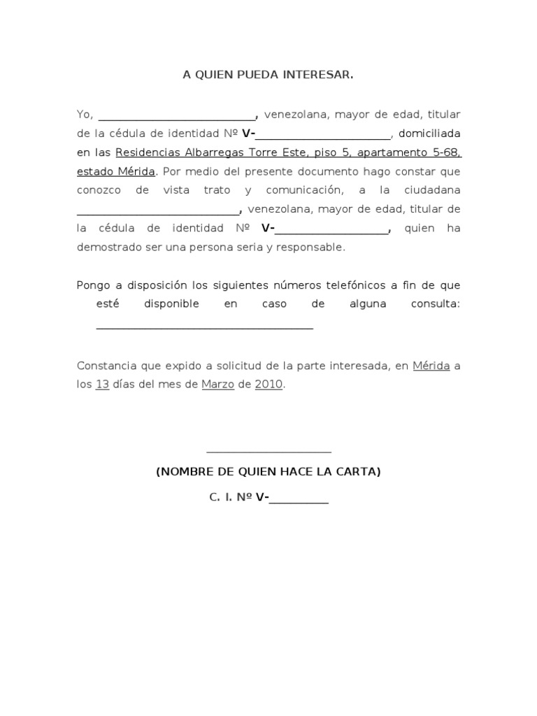 A Quien Pueda Interesar | PDF