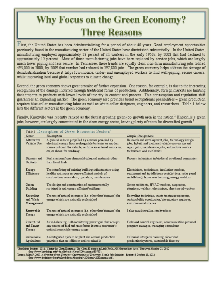 The Green Economy | PDF | Sustainable Energy | Green Economy