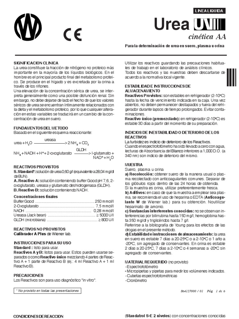 Análisis de la urea en suero, plasma u orina mediante el método ...