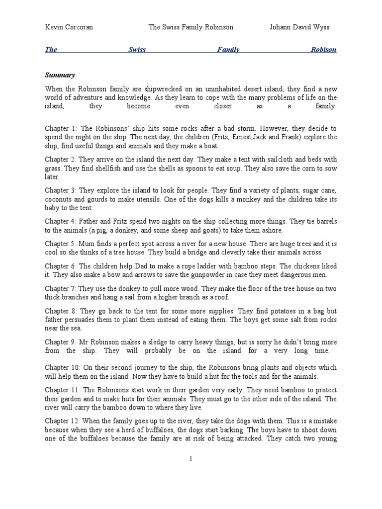 The Swiss Family Robison | PDF | The Swiss Family Robinson