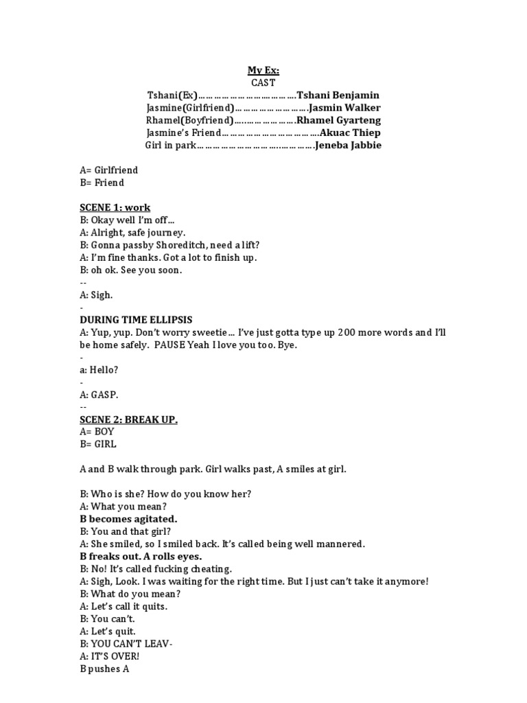 My Ex: Script | PDF | Leisure