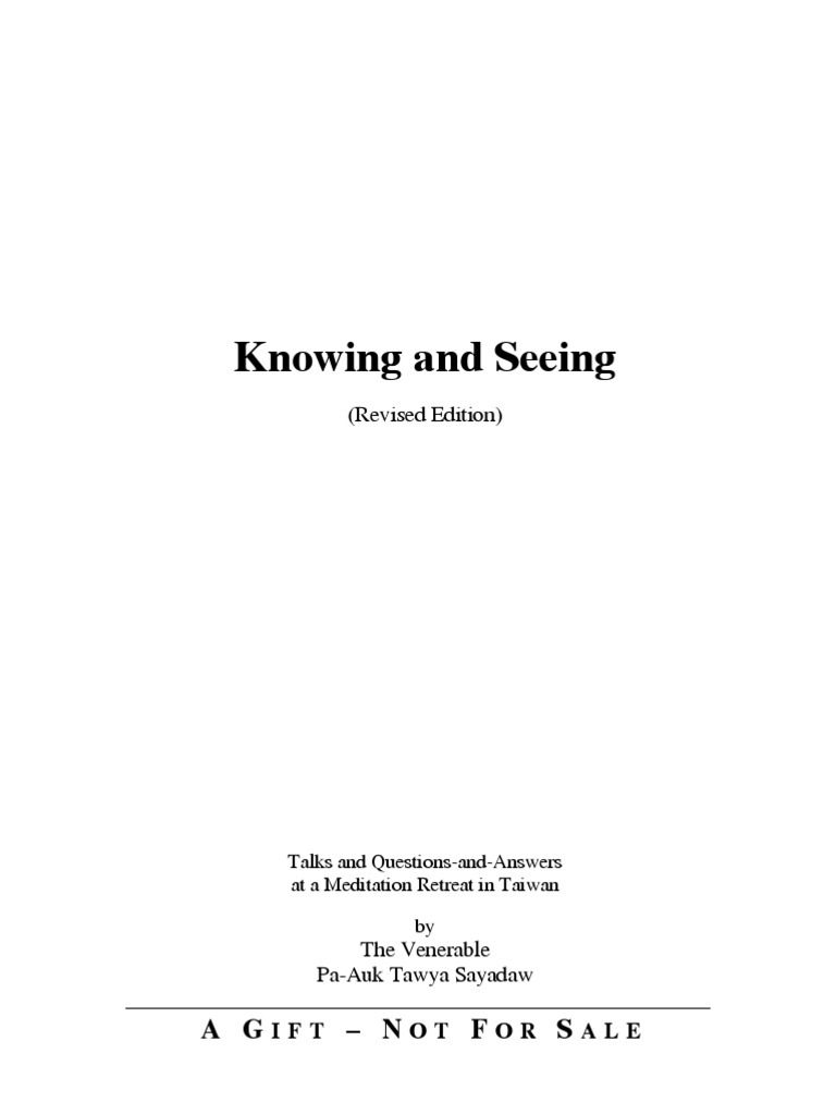 Pa-Auk Tawya Sayadaw - Knowing and Seeing PDF | PDF | Gautama Buddha | Bodhisattva