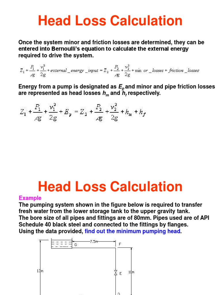 Head Loss Examp | Liquids | Plumbing
