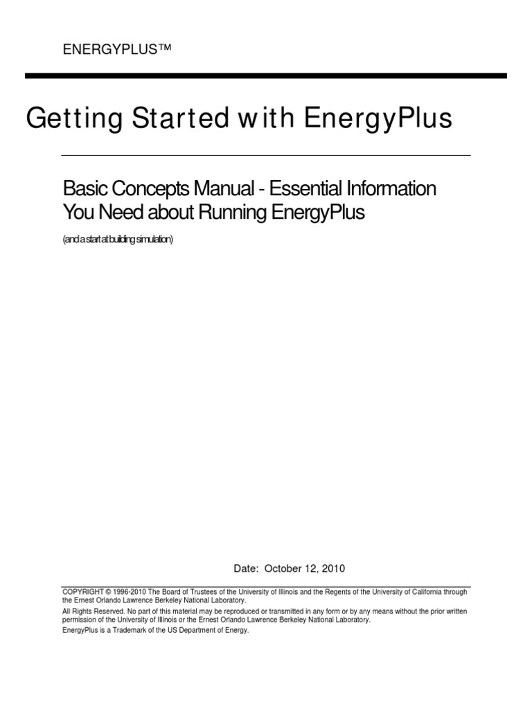 Getting Started With Energyplus: Basic Concepts Manual - Essential Information You Need About ...