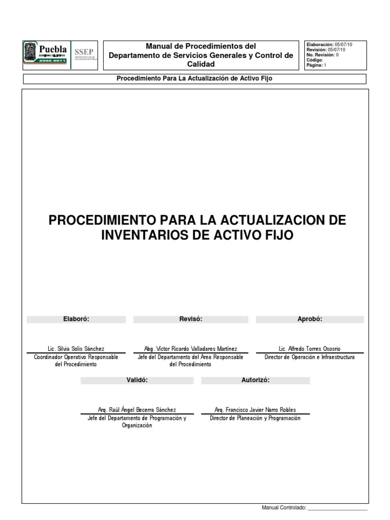 Actualizacion de Inventario de Activo Fijo | PDF | Hospital | Calidad ...