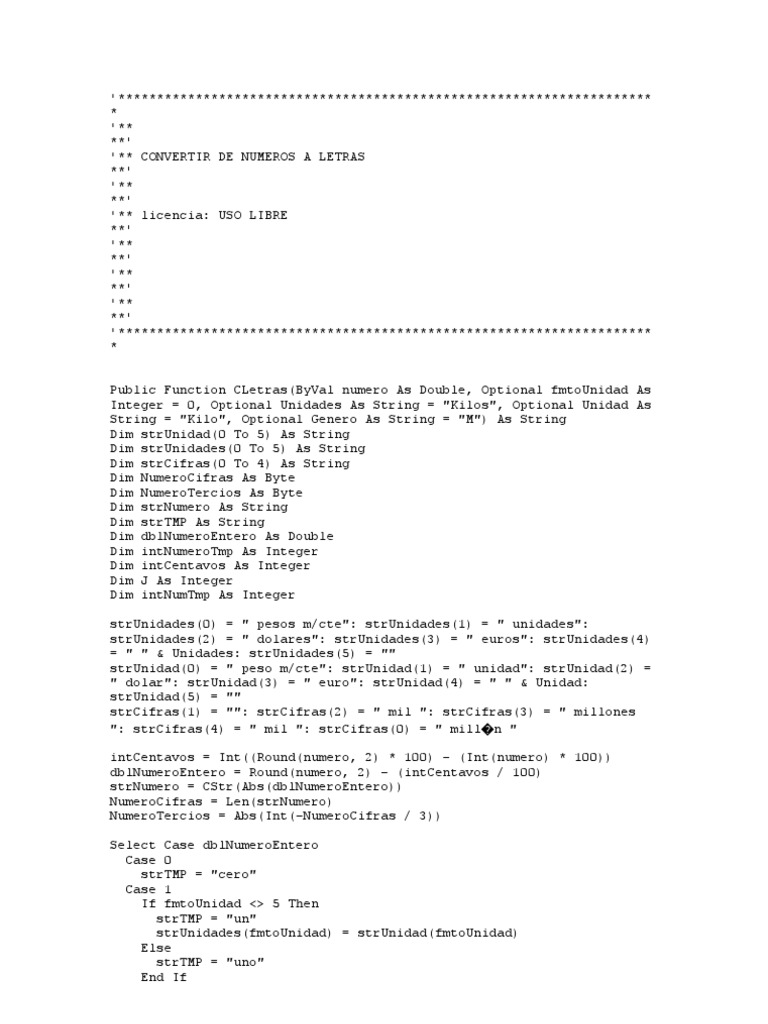 Convertir de Numeros A Letras | PDF | Métodos y materiales de enseñanza