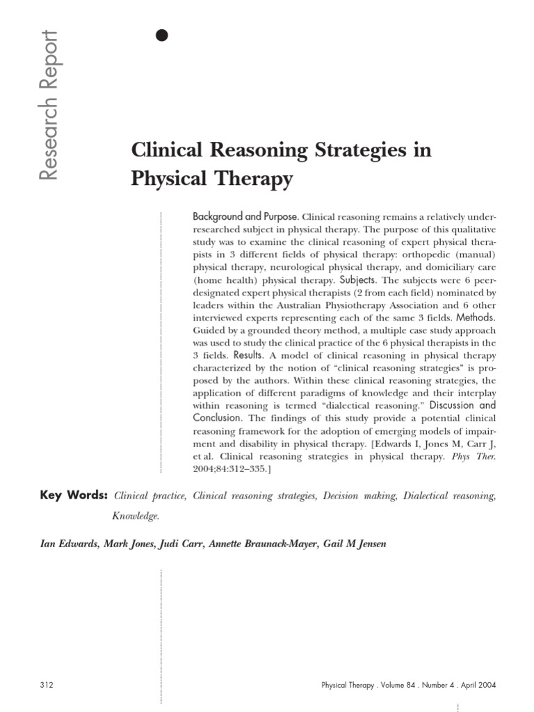 Clinical Reasoning Strategies in PT | PDF | Physical Therapy | Clinical ...