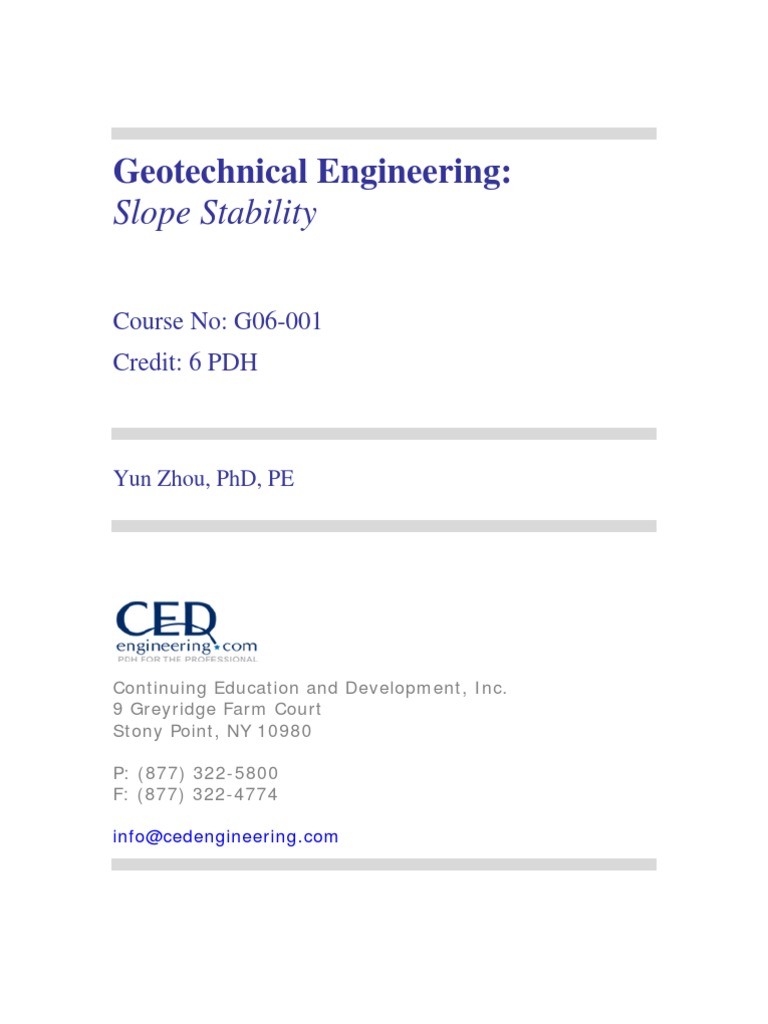 Geotechnical Engineering - Slope Stability PDF | PDF | Soil Mechanics ...